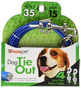 boss pet products tie out dog medium 15 foot pdq