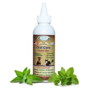 mad about organics herbal oral care gel - cat and dog breath freshener, helps remove plaque and tartar, no brushing required, fast acting, promotes healthy teeth and gums - 4oz