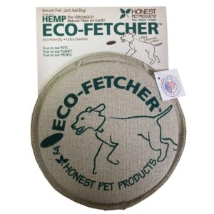 honest pet products 9" eco-fetcher, fetch dog toy for large dogs breeds, made from natural durable hemp, interactive, eco-friendly | made in usa