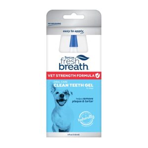 fresh breath certified wellness collection vet strength oral care clean teeth gel, 4oz - freshens dog breath - removes plaque & tartar - cleans teeth - dog dental care - no brushing required