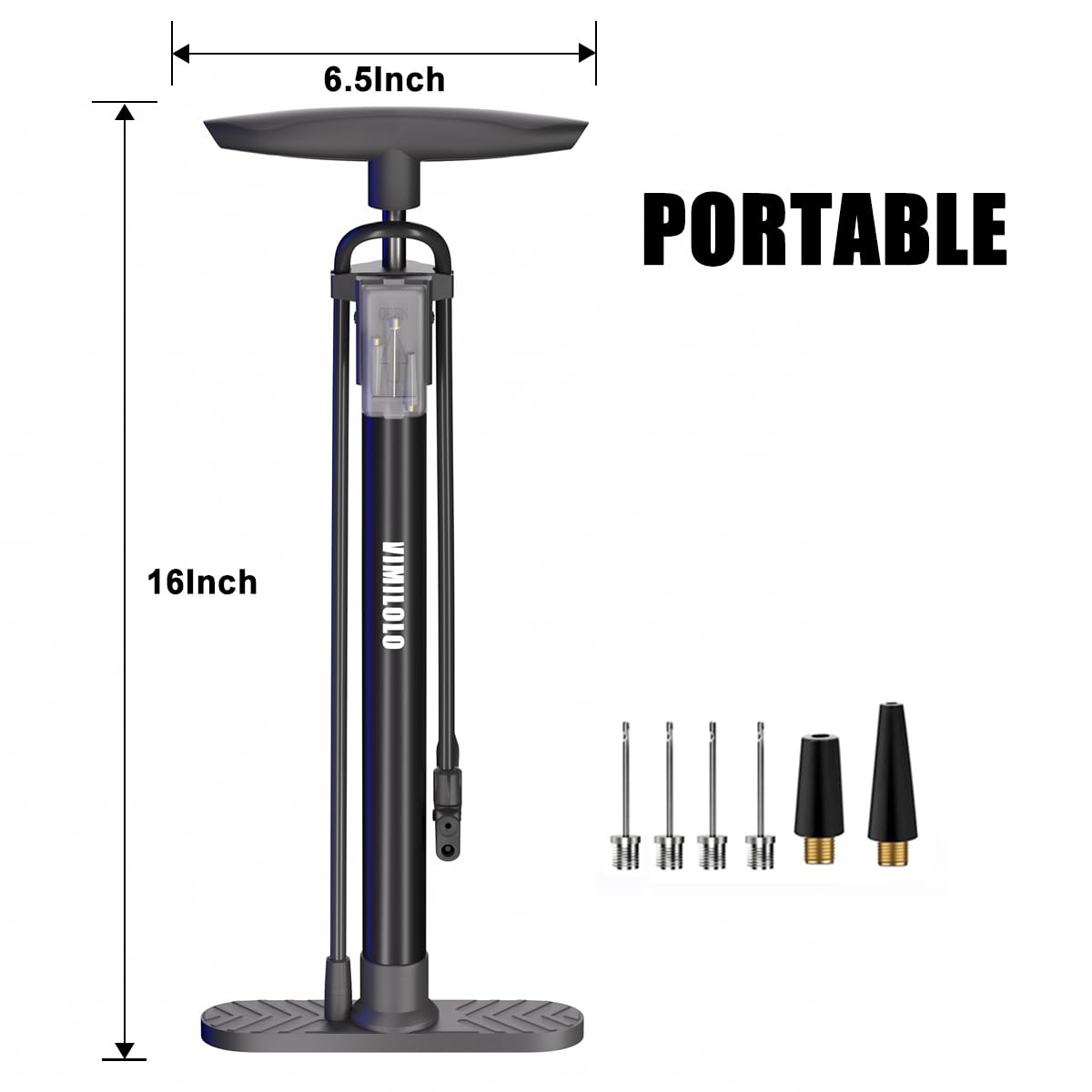 VIMILOLO Bike Floor Pump,Portable Ball Pump Inflator Bicycle Floor Pump with Both Presta and Schrader Bicycle Pump Valves Bike Pumps-160Psi Max