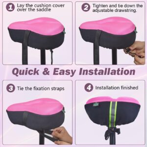 Zacro Bike Seat Cushion, Soft Gel Padded Bike Seat Cover, Compatible with Peloton, Wide Bicycle Seat Saddle Memory Foam, Comfort on Exercise Bike, Stationary Bike