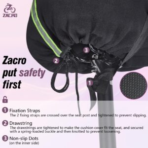 Zacro Bike Seat Cushion, Soft Gel Padded Bike Seat Cover, Compatible with Peloton, Wide Bicycle Seat Saddle Memory Foam, Comfort on Exercise Bike, Stationary Bike