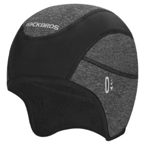 rockbros winter cycling caps for men women windproof skull cap helmet liner with glasses holes black