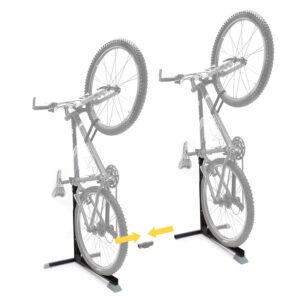 bike nook bike stand & vertical storage rack with connector (2 pack), the original vertical bicycle floor stand for garage, indoor and outdoor storage, perfect bike accessories for small spaces