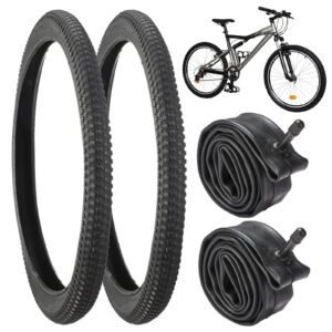 2 pcs mountain bike tires & 2 pcs bike tubes, 20” x 1.95” tires 20” x 1.75”-2.125” av 32mm valve inner tubes, puncture-resistant bicycle tires, bike replacement for beach cruiser mountain bikes