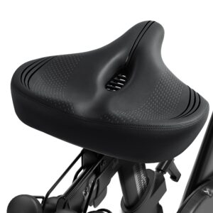 oversized bike seat for peloton bike & bike+, comfort seat cushion compatible with peloton, road or exercise bikes, bicycle wide saddle replacement for men and women, black