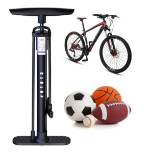 CLOLOP Portable Bike Pump, Bicycle Floor Pump Stand Pump Ball Pump with Presta & Schrader Valves for Bike Tyre, Sports Ball Balloons Swimming Rings etc. (Classic)