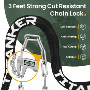 Titanker Heavy Duty Bicycle Lock Chain with Keys - 3 Feet Anti-Theft Lock for Bikes, Motorcycles, Doors, Gates, Fences, Grills (6mm Thick)