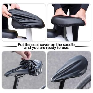 BlingKingdom 3pcs 100% Waterproof Bike Seat Rain Covers, Protection for Bike Seat Water and Dust Resistant Bike Saddle Cover with Elastic, Water Proof and Dust Proof for Indoor and Outdoor - Black