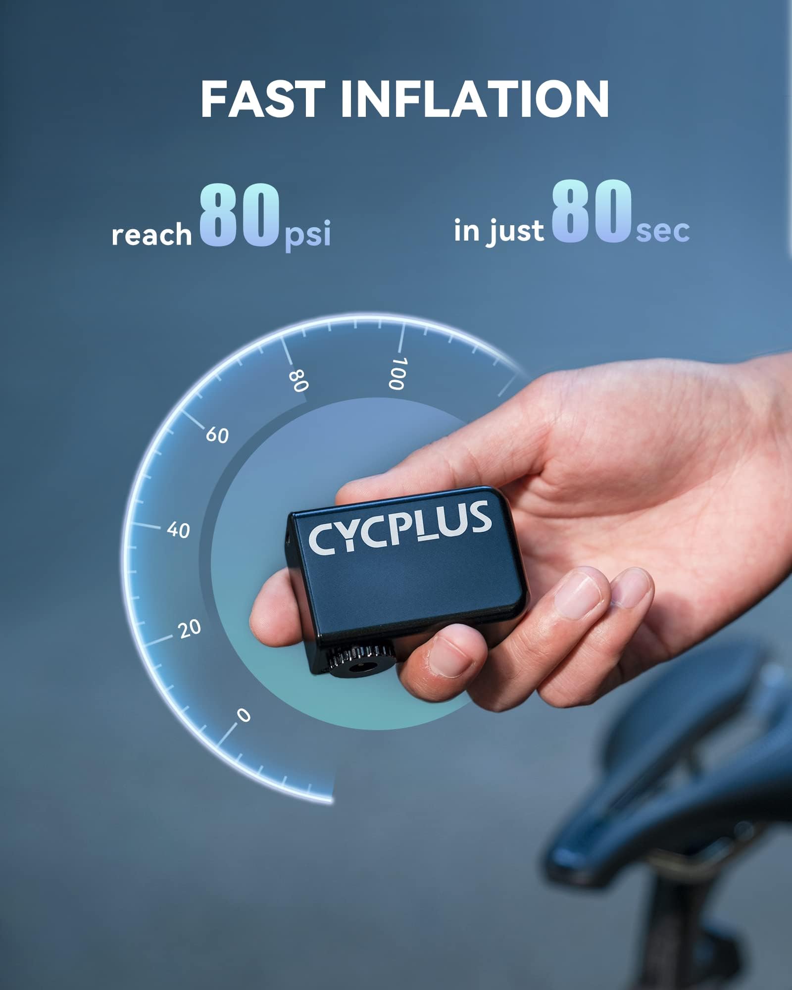 CYCPLUS Tiny Pump Bike Pump Portable Ultra-Mini 100PSI Electric Bicycle Pump Type-C Rechargeable Battery(Winner of The EUROBIKE Award 2023)