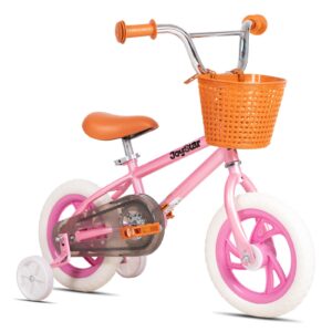 joystar 12 inch girls bike with training wheels and basket for 2 3 4 years old kids bikes for toddler 3-5 year girls pink