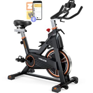 yosuda pro magnetic exercise bike 350 lbs weight capacity - indoor cycling bike stationary with comfortable seat cushion, silent belt drive