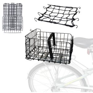 makelen folding rear bicycle basket steel oversized black