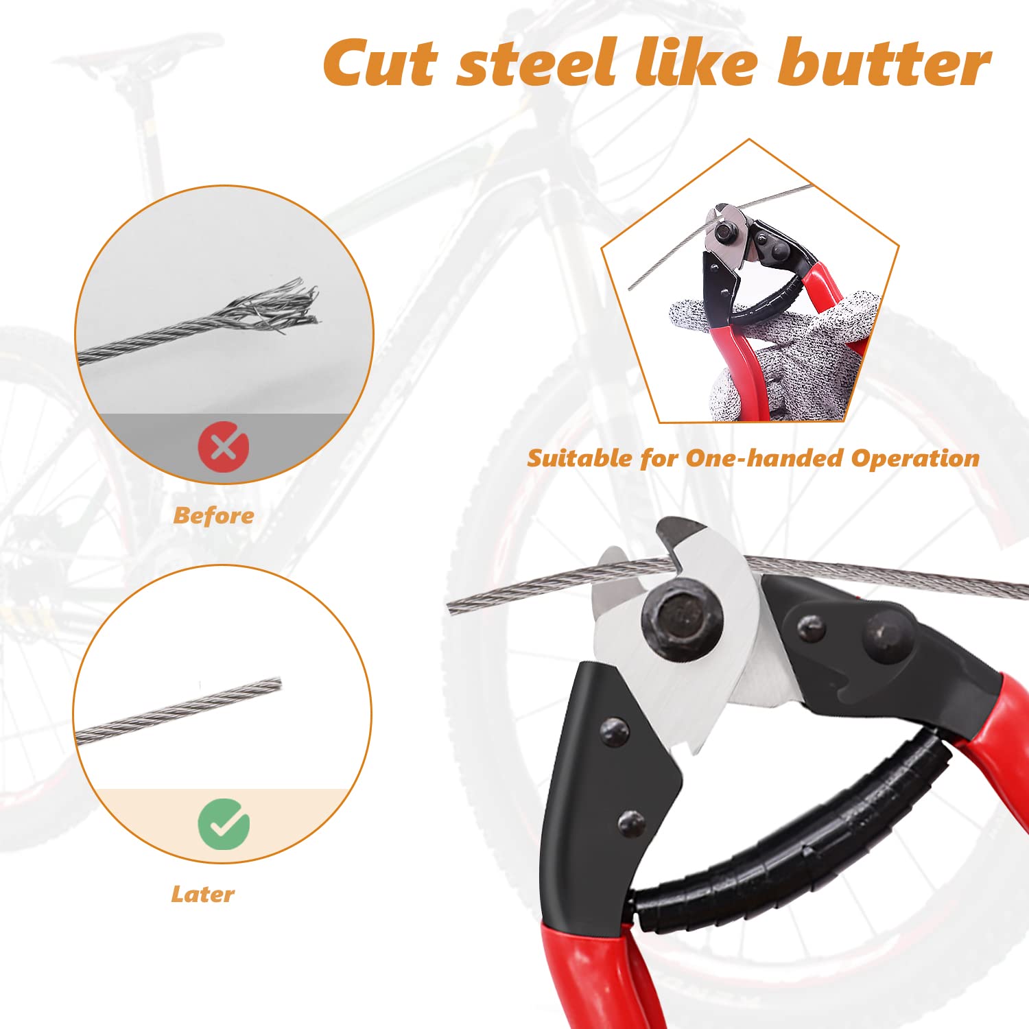 mankk 73PCS Universal Bike Brake Cable Kit and Housing Replacement Kit Stainless Steel Bike Cable Cutter Wire Cable Cutters with Cable End Caps and O-Rings for Mountain Road Bike Bicycle M-111