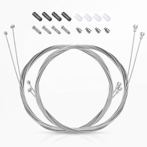 4pcs universal bike brake cable,replaceable brake inner wire cable, include free cable cap end crimps o-rings accessories, professional bicycle brake line for mountain bikes mtb or road bikes, 2m long