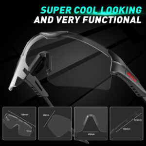 SCVCN Photochromic Cycling Glasses for Men Women UV400 Youth Sports Glasses for Running Baseball Golf