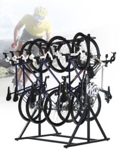 deerfamy freestanding bike storage rack max 8 bikes, 600lbs load capacity, heavy-duty solid steel bike racks for garage for home and garage organizer