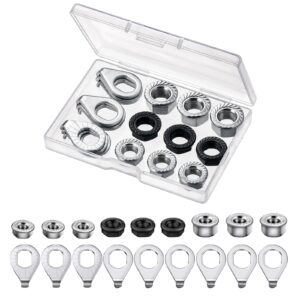 zacro 18pcs bike wheel axle nut and bicycle hub safety washer kit, m8 m9.5 m10 bicycle hub flanged axle nuts, bike parts accessories for front and rear most mountain road commute bike wheel axle