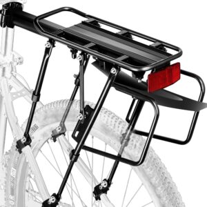 yontuo rear bike rack,310 lb capacity solid bearings bike cargo rack w/fender & large size reflective,quick release mountain road bicycle rear racks,universal bike luggage touring carrier rack,bcr06