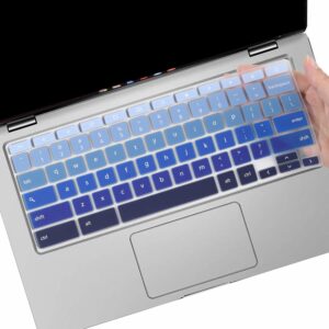 keyboard cover for 2022-2020 11.6" 14" asus chromebook c203xa c434 c425 c403 c223 c214 c213 c204 c202, asus chromebook cx1 cx1100 cx1101 cx1400 (not fit c436 c433 cx1500 cx1700)-strip blue