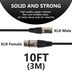 Geekria for Creators XLR Male to XLR Female Microphone Cable 10FT / 3M, Compatible with AKG P120, C214, P220, C414 XLS, C414 XLII, 170, P420, C 451 B, D5S, D7, Balanced Mic Cord (Black)