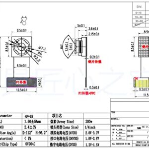 Taidacent Two Million Pixels OV2640 Camera Wide-angle 160 Degree 24 Pin DVP Interface ESP32 Camera Module (Standard 20MM Camera)