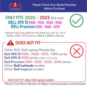 mCover Case Compatible ONLY for 2020~2023 15.6" Dell XPS 15 9500 9510 9520 9530 / Precision 5550 5560 5570 series Laptop Computer(NOT fitting other Dell models) - Green