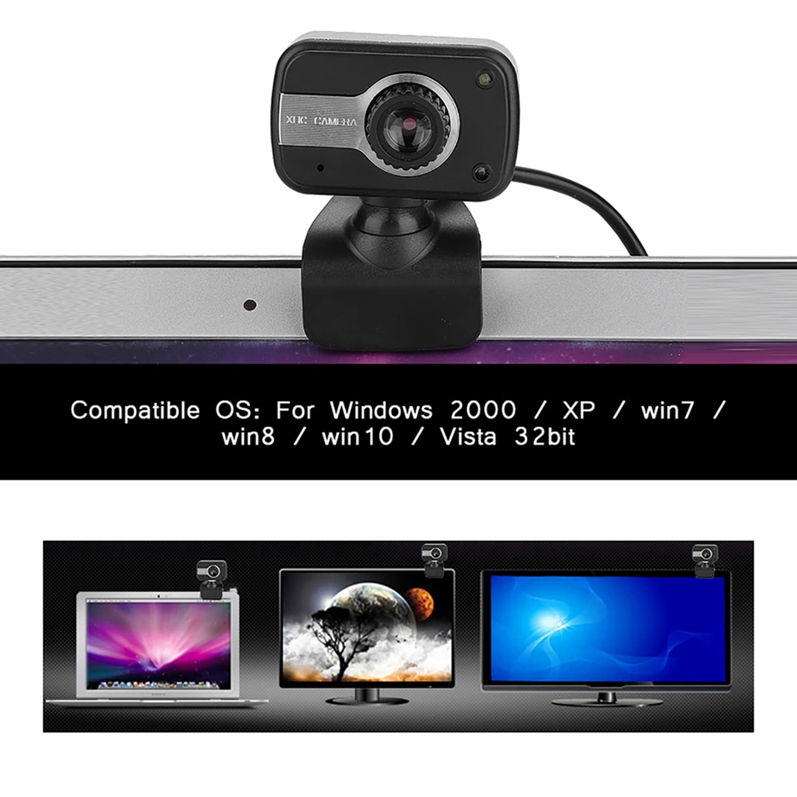 PC Webcam Webcam Desktop & Laptop Webcam USB Webcam Plug and Play with MIC 12MP for LCD Screen Laptop for/MSN/ICQ Night Vision