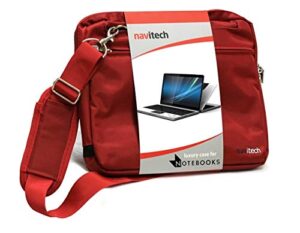 navitech red sleek premium water resistant shock absorbent carry bag case compatible with the asus chromebook c204 11.6" / asus chromebook c214 11.6" / asus chromebook flip c434 14"