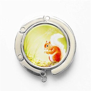 rhynsky squirrel - animal round folding foldable handbag hook purse hanger holder for table & desk, c214