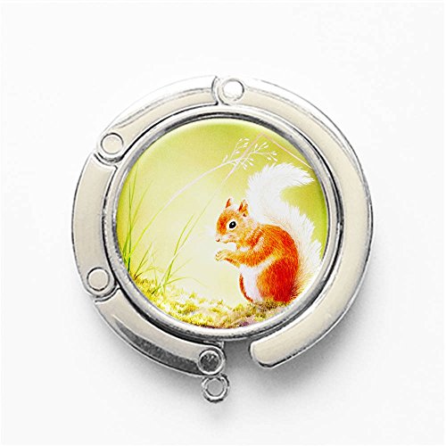 RhyNSky Squirrel - Animal Round Folding Foldable Handbag Hook Purse Hanger Holder for Table & Desk, C214