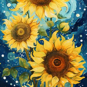 Diamond Painting Sunflower Diamond Art 5D Diamond Painting Kits for Adults DIY Paint by Numbers, Big Diamond Paintings diamond dot Gem Art Crafts for Wall Art Bedroom Home Decor(16x32 Inch),c214