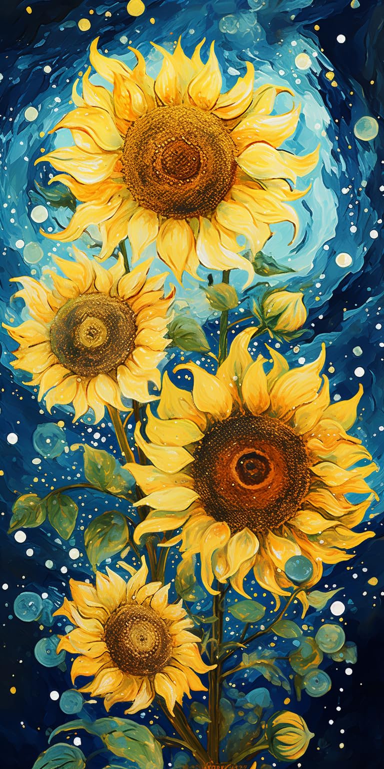 Diamond Painting Sunflower Diamond Art 5D Diamond Painting Kits for Adults DIY Paint by Numbers, Big Diamond Paintings diamond dot Gem Art Crafts for Wall Art Bedroom Home Decor(16x32 Inch),c214