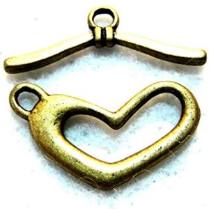 10-Sets Antique Bronze Heart Toggle Clasps Hooks Jewelry Findings C214 - Jewelry Making DIY Crafting Charm Beads for Bracelets