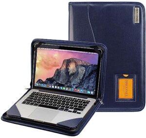 broonel - contour series - blue heavy duty leather protective case - compatible with asus chromebook flip c214 11.6"