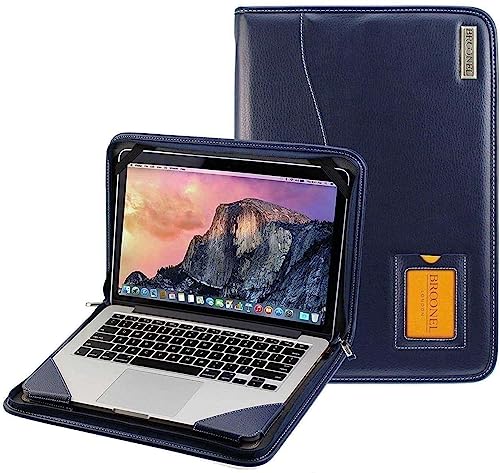 Broonel - Contour Series - Blue Heavy Duty Leather Protective Case - Compatible with ASUS Chromebook Flip C214 11.6"