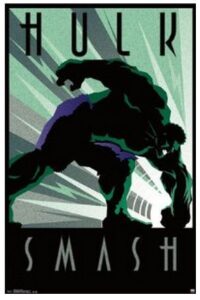 lawrence painting marvel comics the hulk smash vintage style art deco poster print size 50x75cm c214