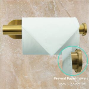 Self Adhesive Toilet Paper Holder, 304 Stainless Steel Wall Mounted Toilet Paper Holder, Adhesive Mounting, No Drilling Toilet Paper Holder Suitable for Bathroom, Kitchen, Toilet, RV(Brushed Gold)