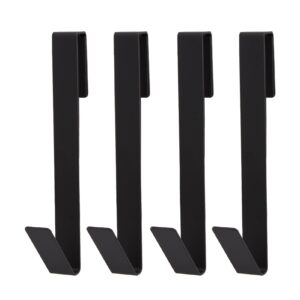 7 inch Shower Door Hooks 4 pcs, Over Glass Door Hook for Bathroom, Drilling-Free Extended Shower Towel Hooks fits for Frameless Glass Shower Door Thickness Under 0.79 inch/20mm(Black - 7 inch)