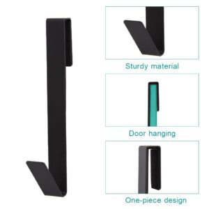 7 inch Shower Door Hooks 4 pcs, Over Glass Door Hook for Bathroom, Drilling-Free Extended Shower Towel Hooks fits for Frameless Glass Shower Door Thickness Under 0.79 inch/20mm(Black - 7 inch)