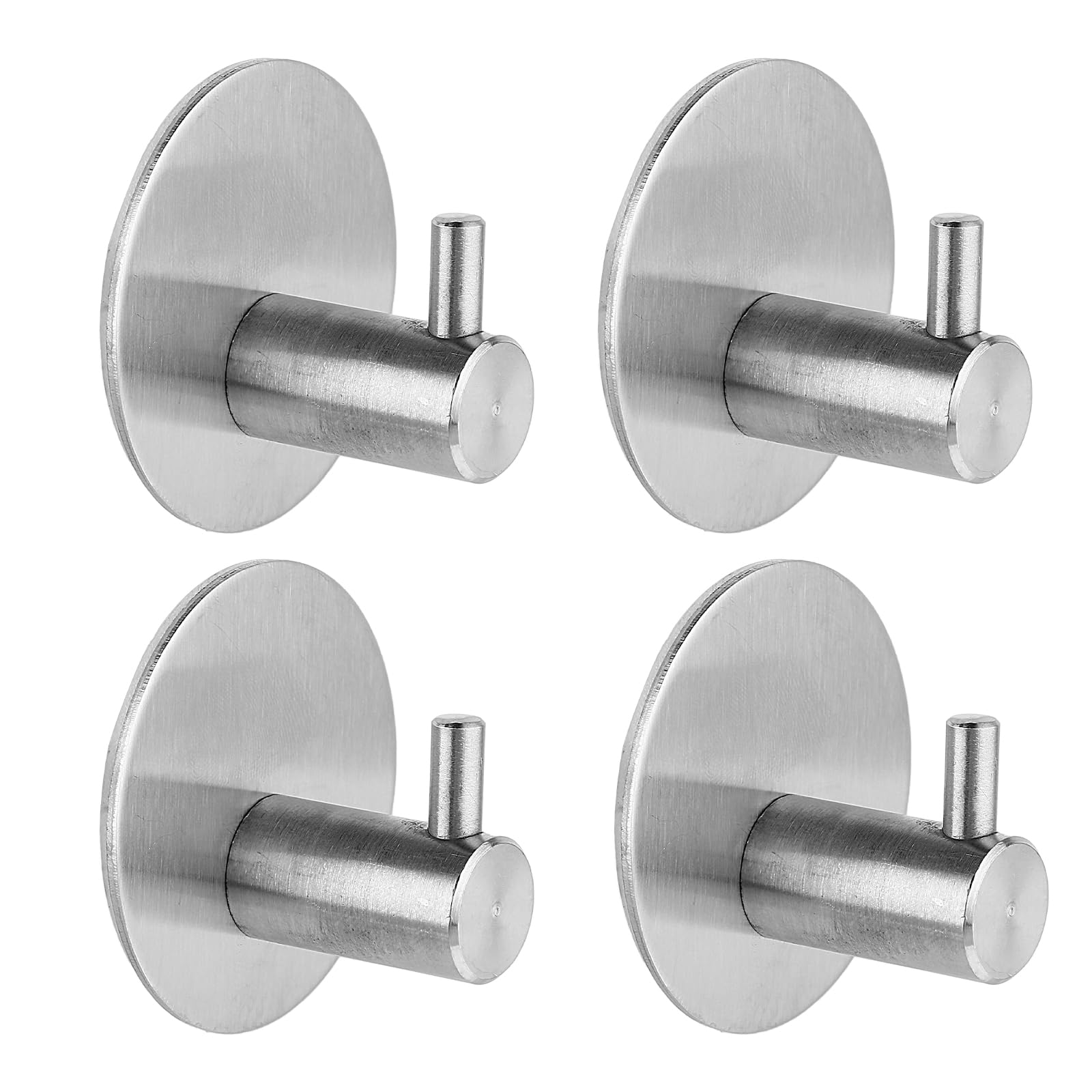 COMNICO 4 Pack Adhesive Hooks Heavy Duty Stick Towel Holder Hook Waterproof Stainless Steel Wall Hangers for Coats Keys Towel Robes Home Bathroom Kitchen Classroom Office (Silver)