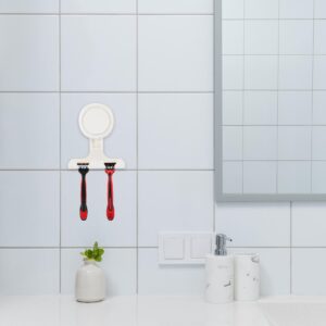 Beavorty 2pcs Suction Razor Hanger Suction Cup Wall Hanger Plug Hooks Bathroom Shower Hooks Toothbrush Wall Holder Wall Hanging Hooks Shaving Brush Holder White Abs Old Fashioned Coat Hook