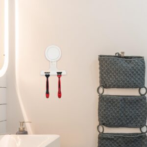 Beavorty 2pcs Suction Razor Hanger Suction Cup Wall Hanger Plug Hooks Bathroom Shower Hooks Toothbrush Wall Holder Wall Hanging Hooks Shaving Brush Holder White Abs Old Fashioned Coat Hook