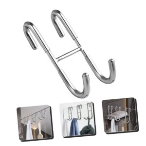 HOMSFOU 4pcs Stainless Steel Hook Over The Door Organizer Over The Door Hooks Metal Hangers Heavy Duty Hooks for Clothes Hook for Bathroom Heavy Duty Hangers for Clothes Indoor Heavy Door