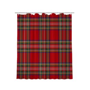 gooesing christmas plaid shower curtain scottish tartan farmhouse bathroom shower curtains for bathtub decoration with hooks 72x72 inch, red and green