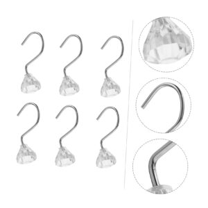 Alipis 12 Pcs Crystal Shower Curtain Hook Clear Hooks Shower Curtains Hooks Metal Shower Curtain Hooks Curtain Tieback Hooks Crystal Rods Curtains Hooks Bathroom Curtain Door Curtain Hook