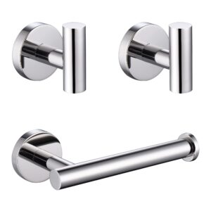 lcezan bathroom hardware set, premium stainless steel 3-piece include 5 inch toilet paper holders and 2 towel robe holder hook for bathroom, kitchen, washroom wall mount polished chrome