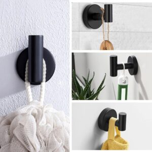 Towel Hooks Bathroom Hook Wall Towel Hooks, AICMEI Stainless Steel Heavy Duty Door Hanger Towel Robe Clothes Cabinet Closet Hook for Bathroom Kitchen Garage Home Hotel, 2 Pack(Black)