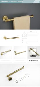 golden towel rack towel bar ring brushed gold hardware set robe coat hook toilet tissue paper holder bathroom accessories kit,2 pcs robe hook